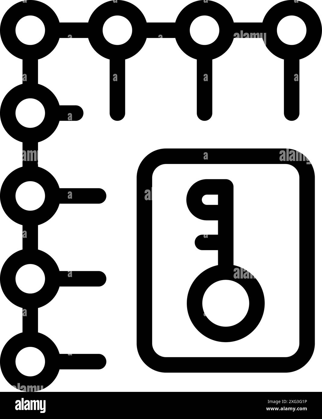 Line icon representing a key performance indicator with a key ...