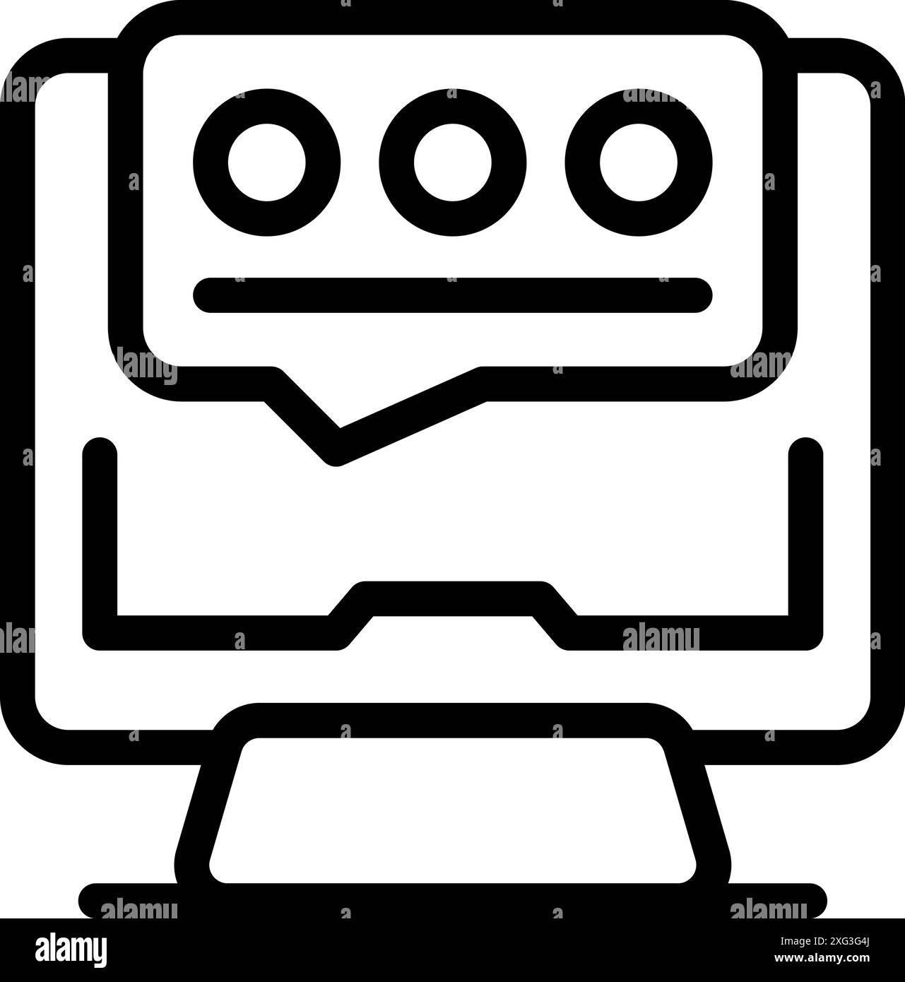 Simple icon of a monitor displaying customer feedback with a three dot ...