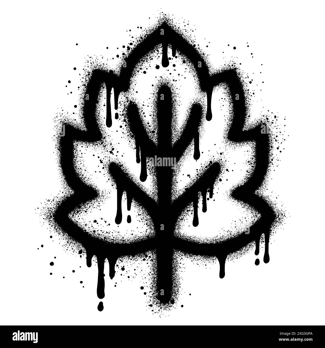 Spray Painted Graffiti leaves Sprayed isolated with a white background ...