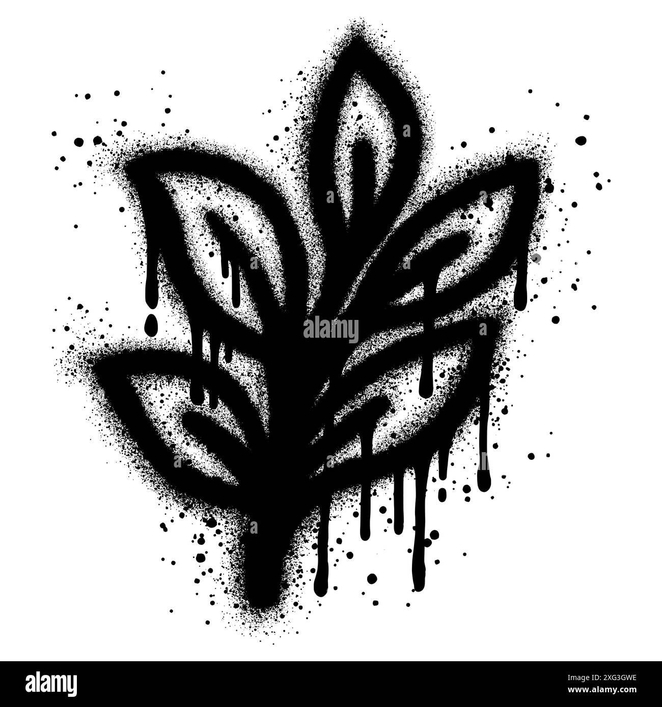 Spray Painted Graffiti leaves Sprayed isolated with a white background ...