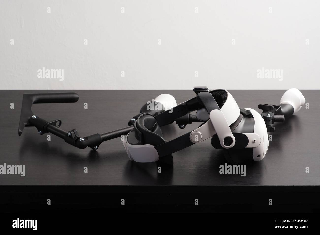 Virtual Reality headset with VR gunstock for shooters game Stock Photo ...