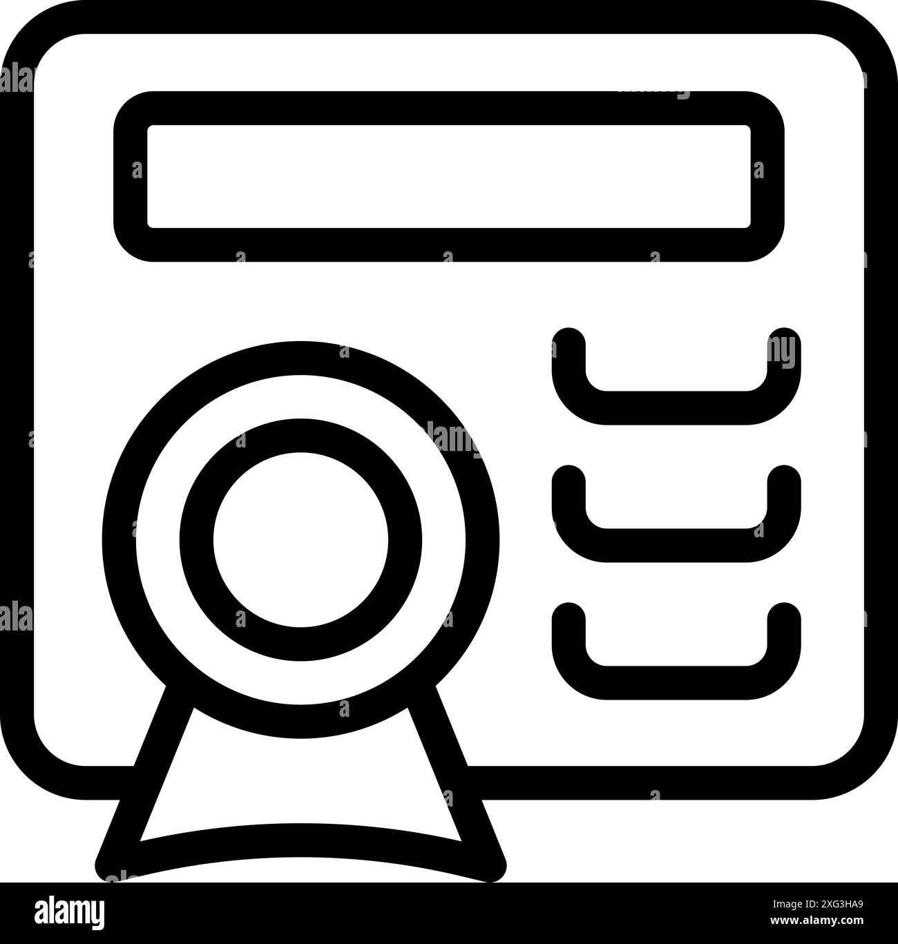 Line icon of a certificate, representing quality assurance and ...