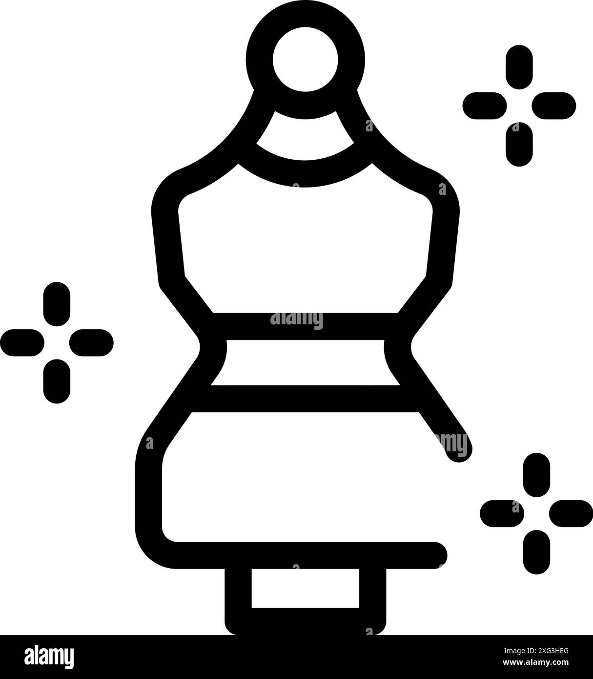 Simple black and white line art illustration of a dress form, perfect ...