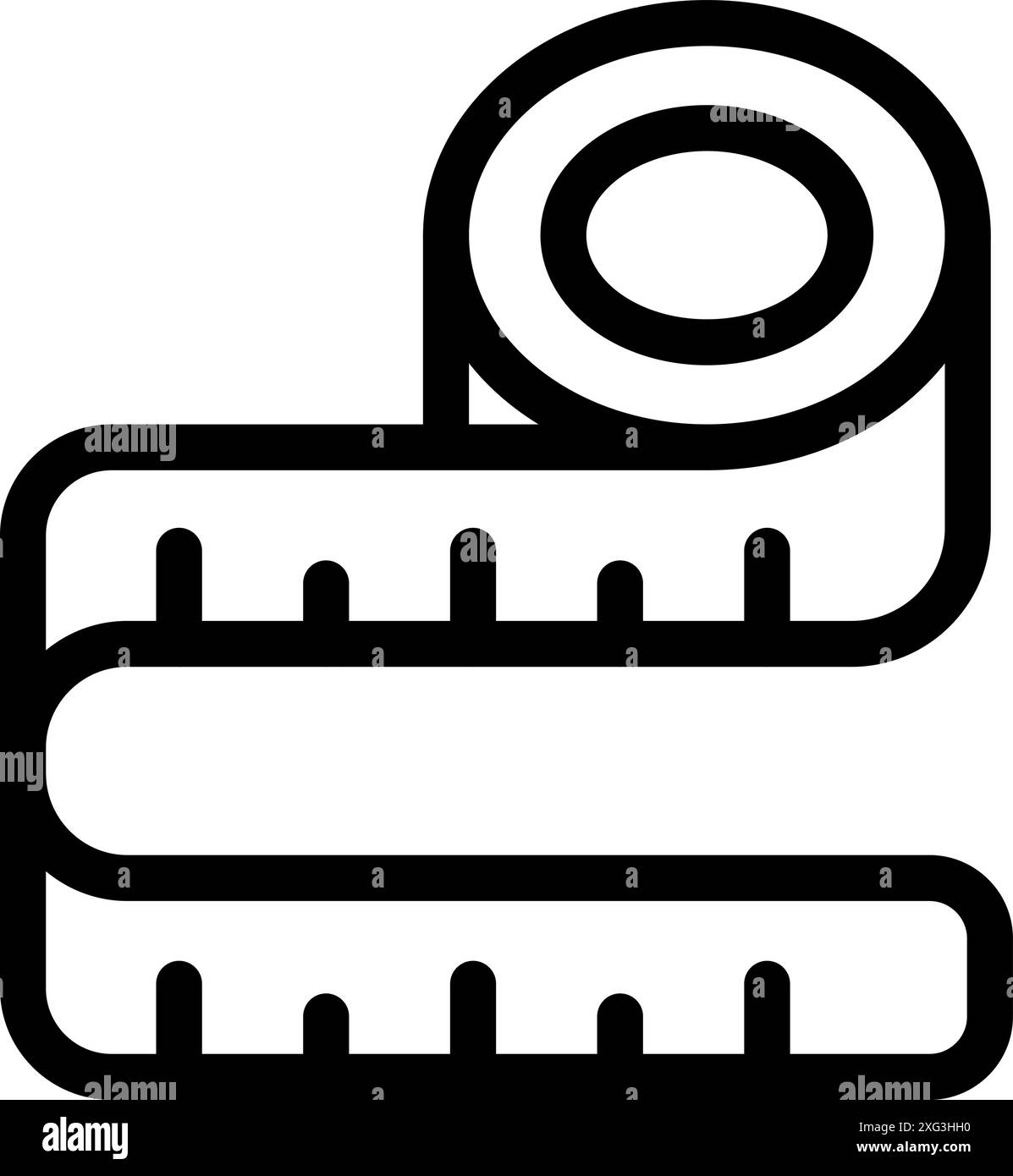 Black outline icon of a measuring tape, often used in tailoring, sewing ...