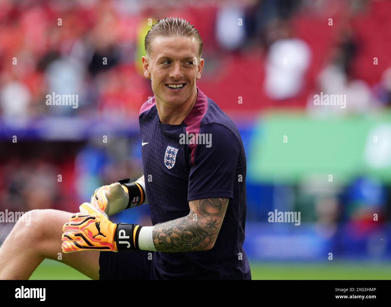 England goalkeeper Jordan Pickford during their side’s warm-up before ...