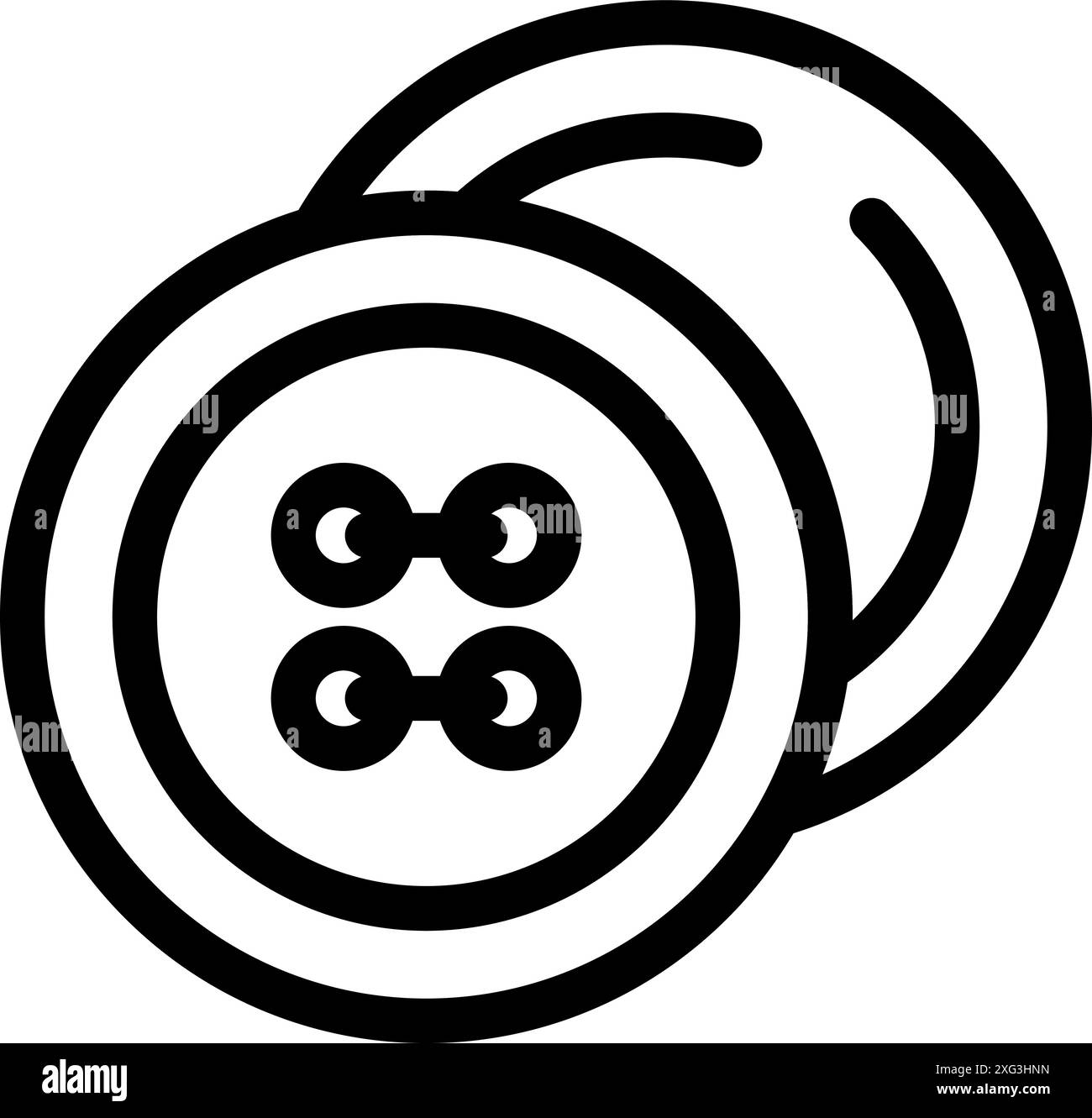 Simple black and white line drawing of two buttons lying on top of each ...