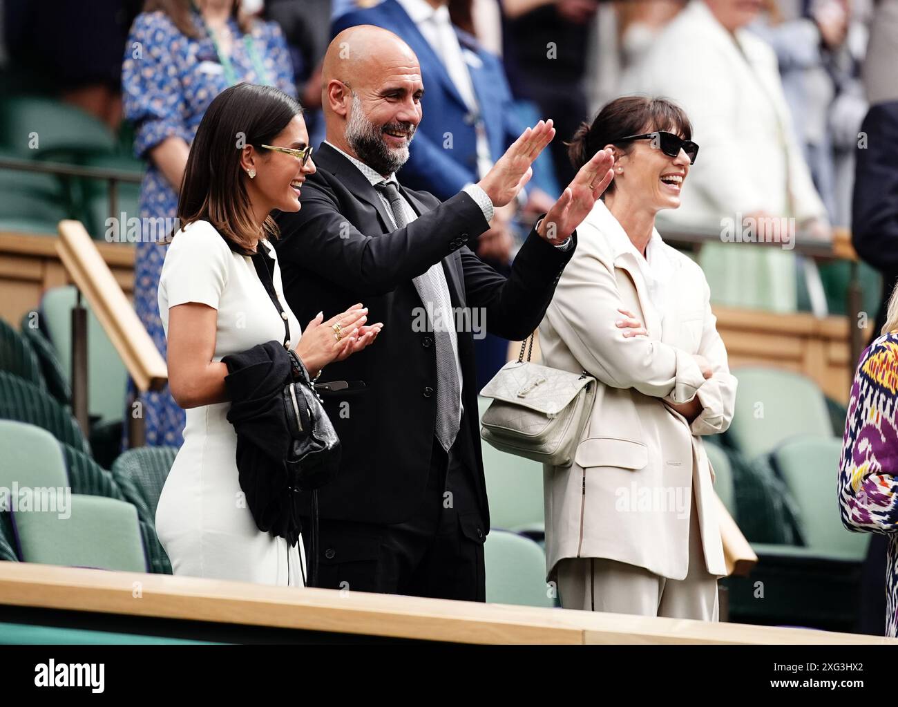 Pep Guardiola with his wife Cristina and his daughter Maria on day six ...