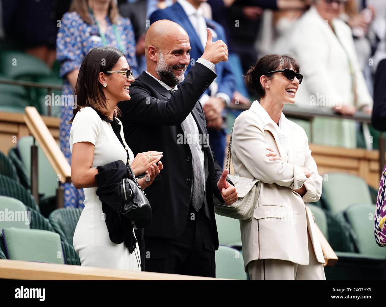 Pep Guardiola with his wife Cristina and his daughter Maria on day six ...