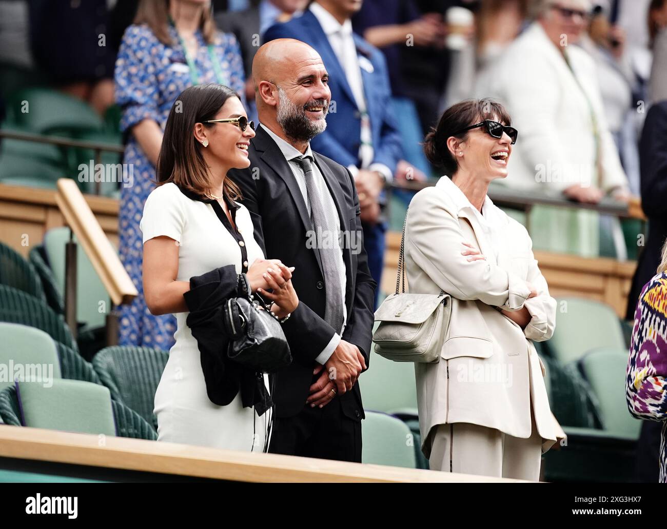 Pep Guardiola with his wife Cristina and his daughter Maria on day six ...