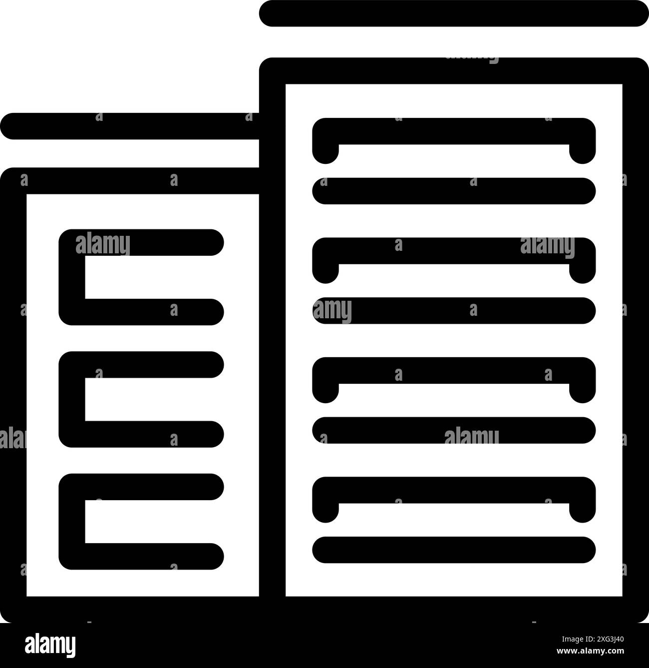 Simple line art icon of a city skyline with buildings of different ...