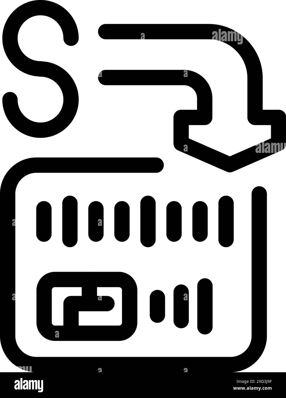Black outline icon representing a dollar sign flowing into a credit ...