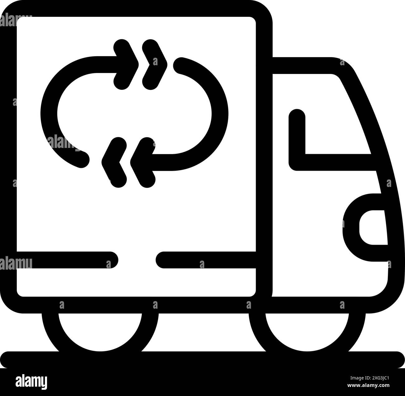 Simple black and white icon of a delivery truck delivering a parcel ...