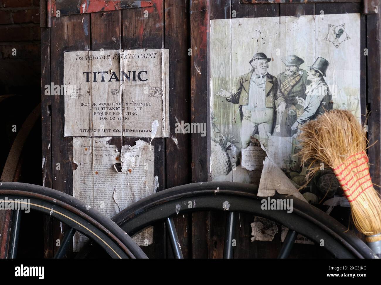 Beamish open air museum. UK. Vintage advertising signs on walls and ...