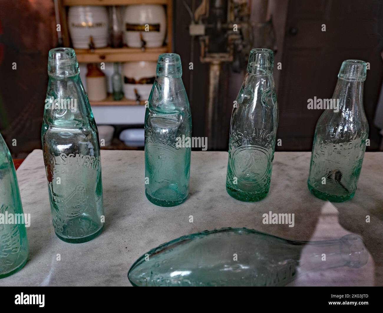 Four vintage glass bottles hi-res stock photography and images - Alamy