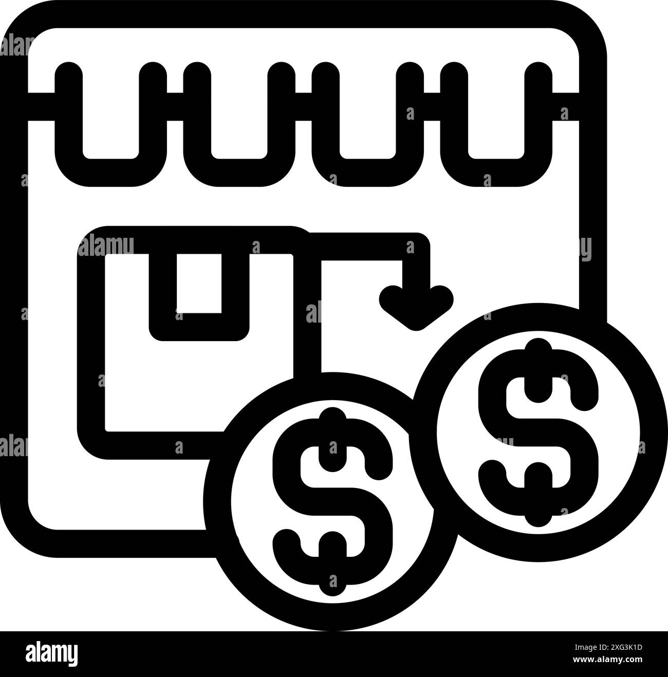 Icon depicting a calendar with a box inside and an arrow pointing to ...