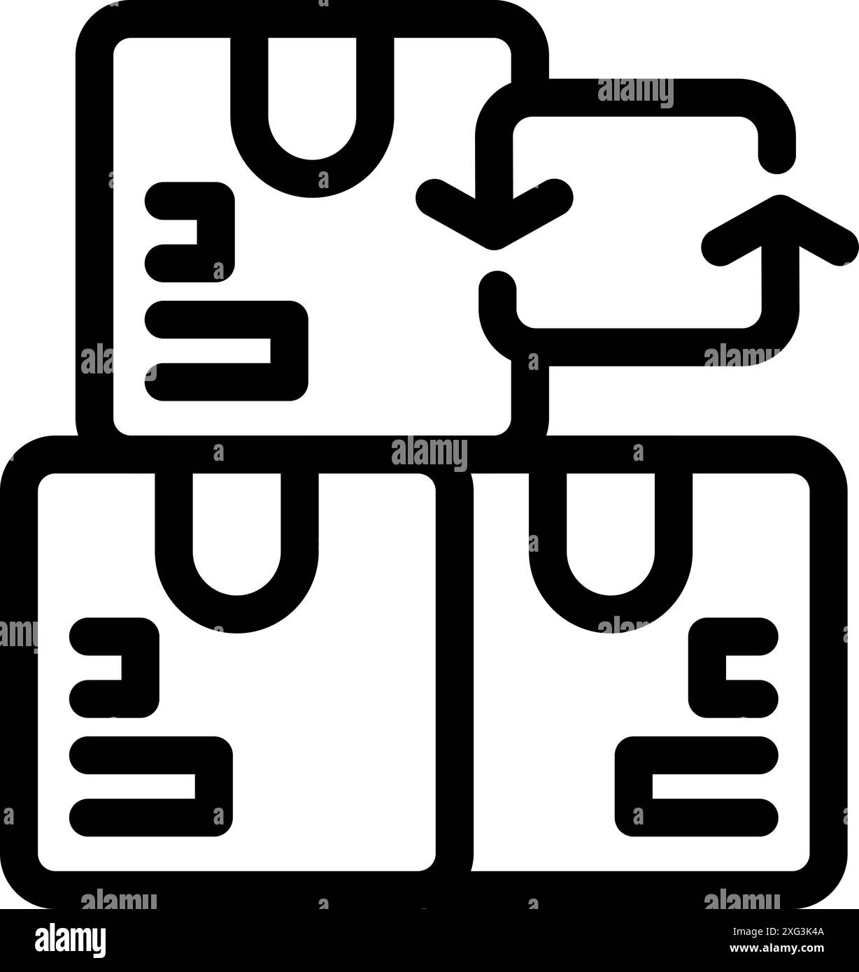Line icon of cardboard boxes with arrows showing import and export ...