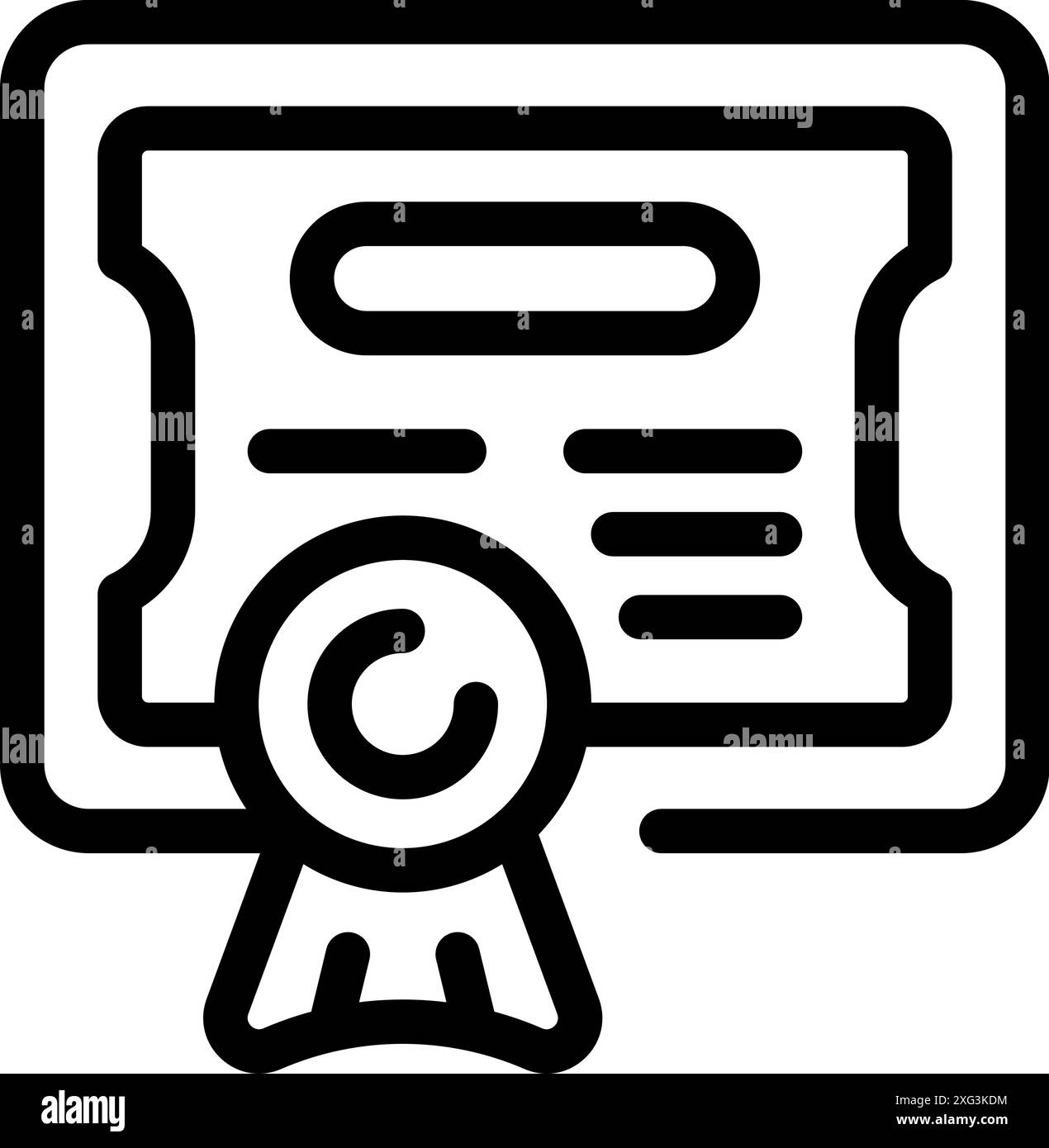 Stylized icon of an official certificate with a red ribbon is ...