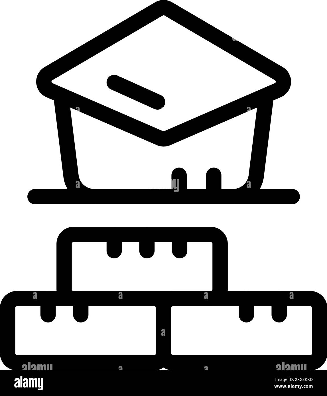 Graduation cap placed on top of a stack of books symbolizing academic ...