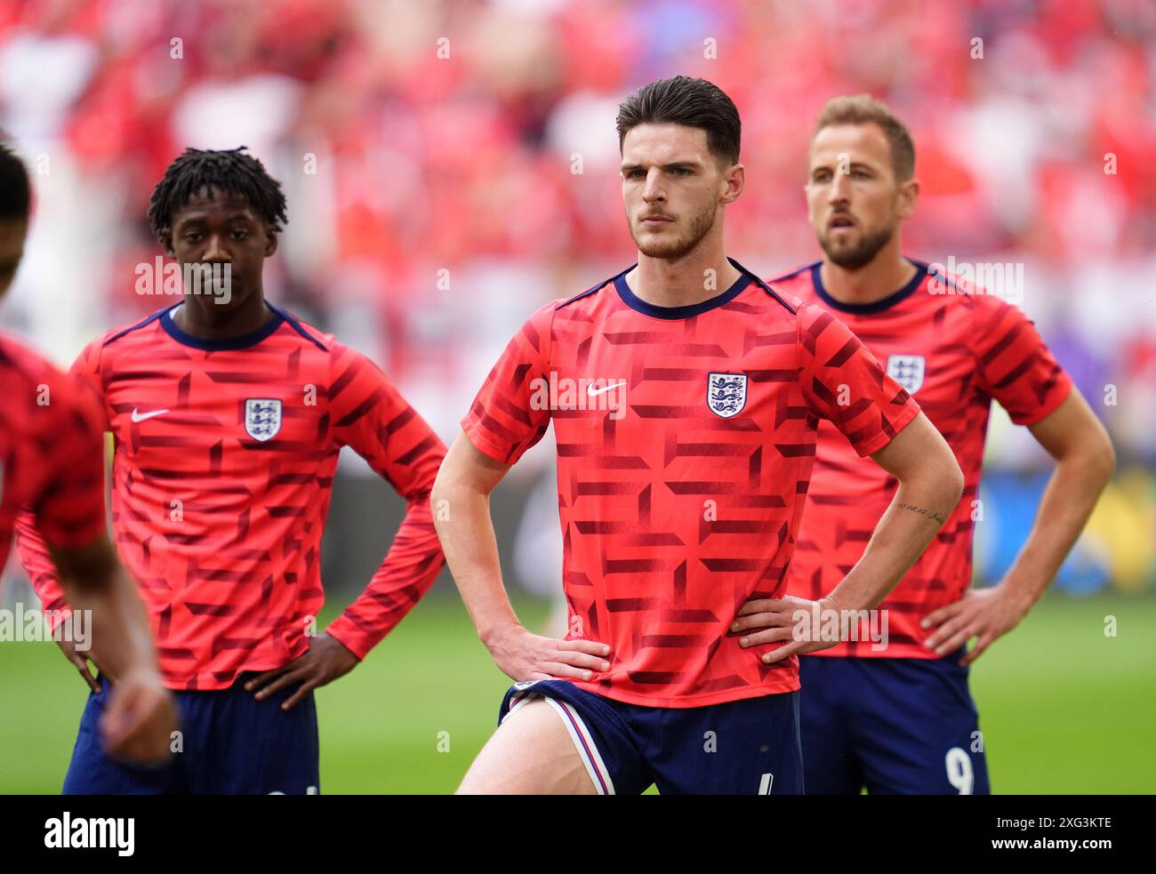 England's Declan Rice during their side’s warm-up before the UEFA Euro ...