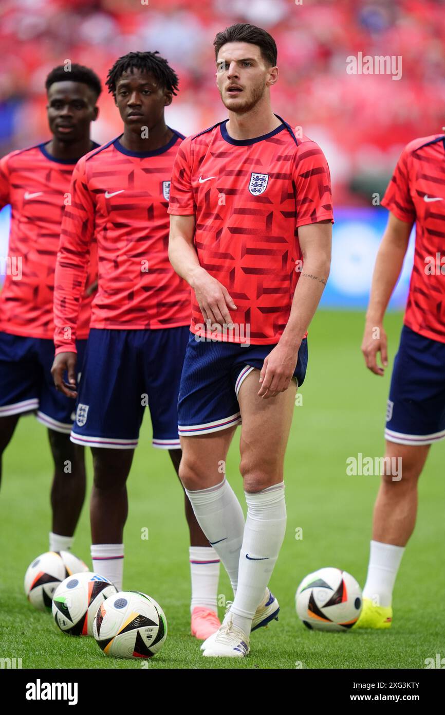 England's Declan Rice during their side’s warm-up before the UEFA Euro ...