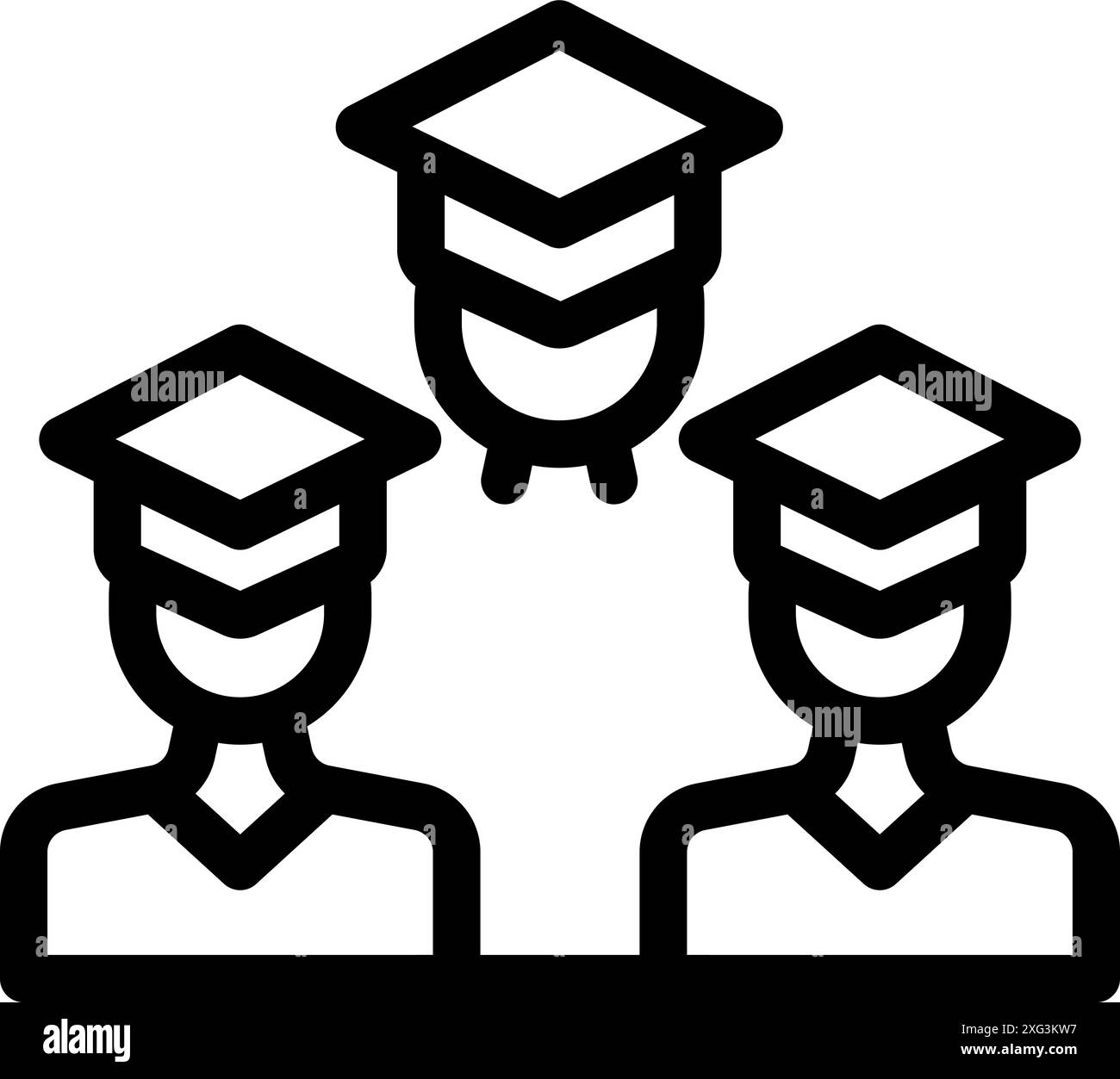 Three graduates celebrating graduation day with graduation hats icon ...
