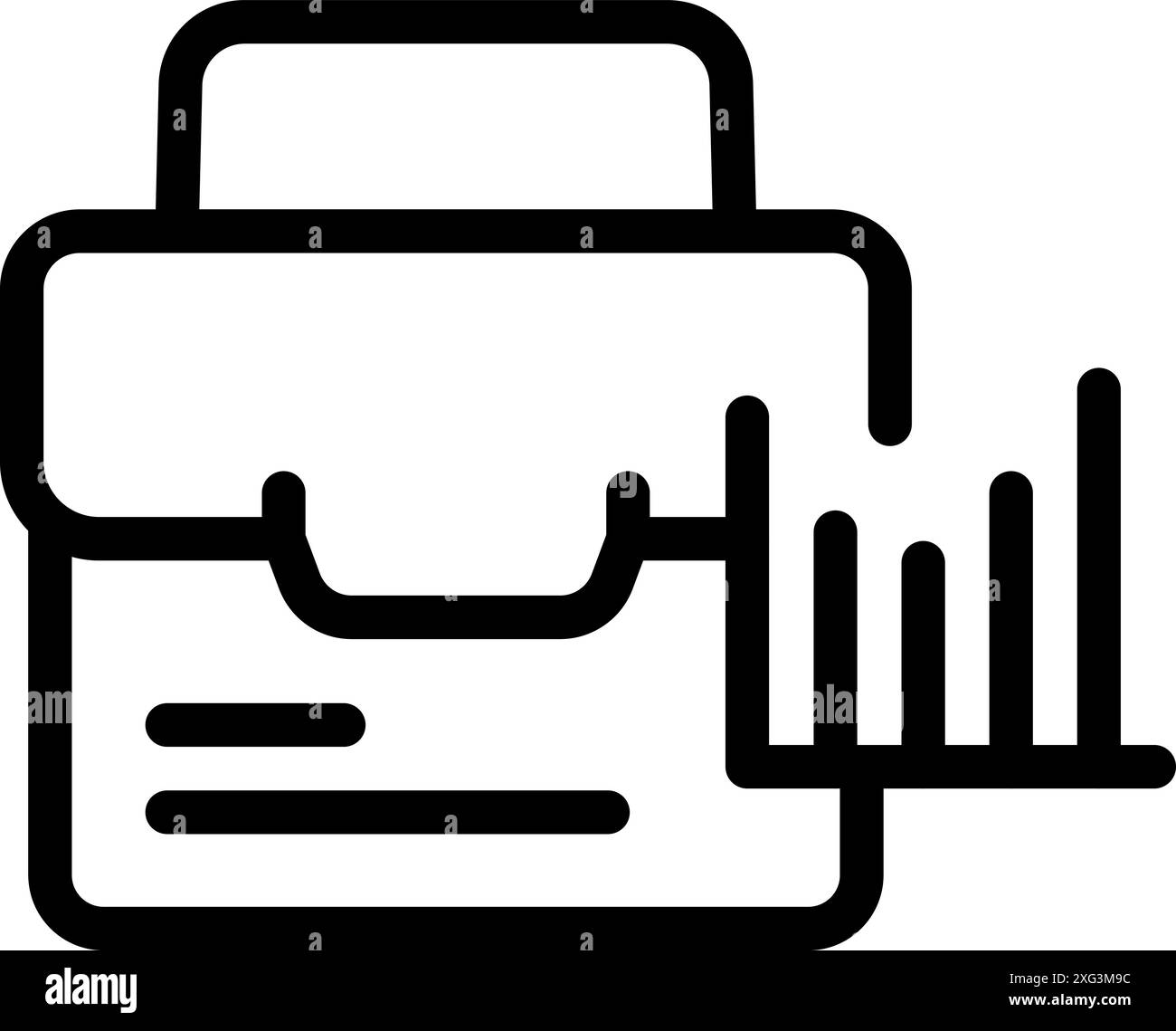 This icon of a portfolio with a growth chart represents positive ...