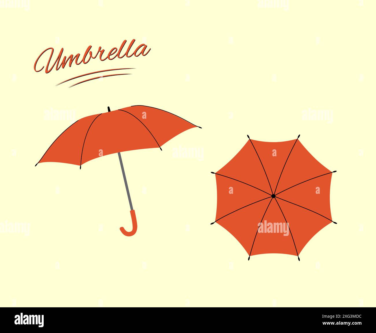 Open flat style umbrella. Protective parasol suitable for rainy weather ...