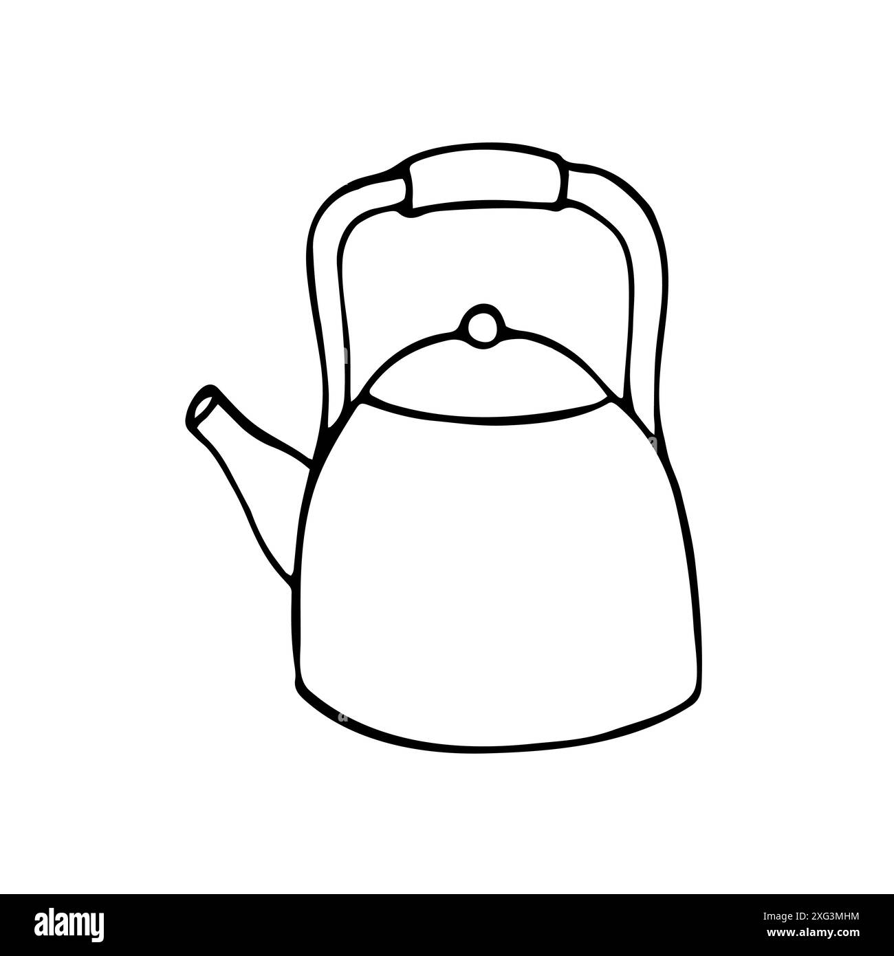 Kettle. Vector illustration of a kitchen utensil. Hand-drawn teapot ...