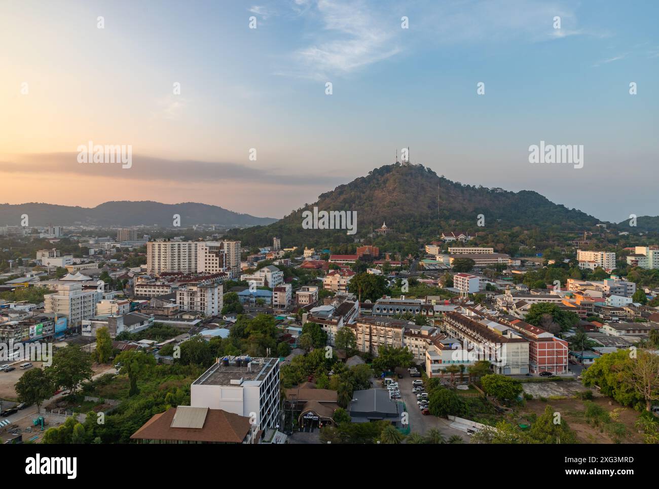 A picture of North Phuket at sunset, with the Monkey Hill Viewpoint on ...