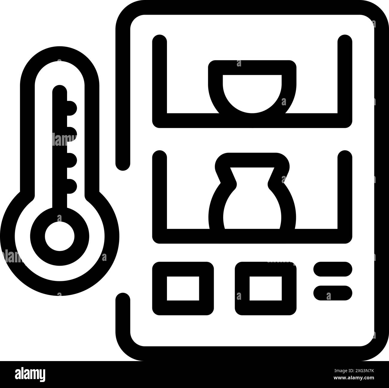 Smart refrigerator controlling temperature with digital display showing ...
