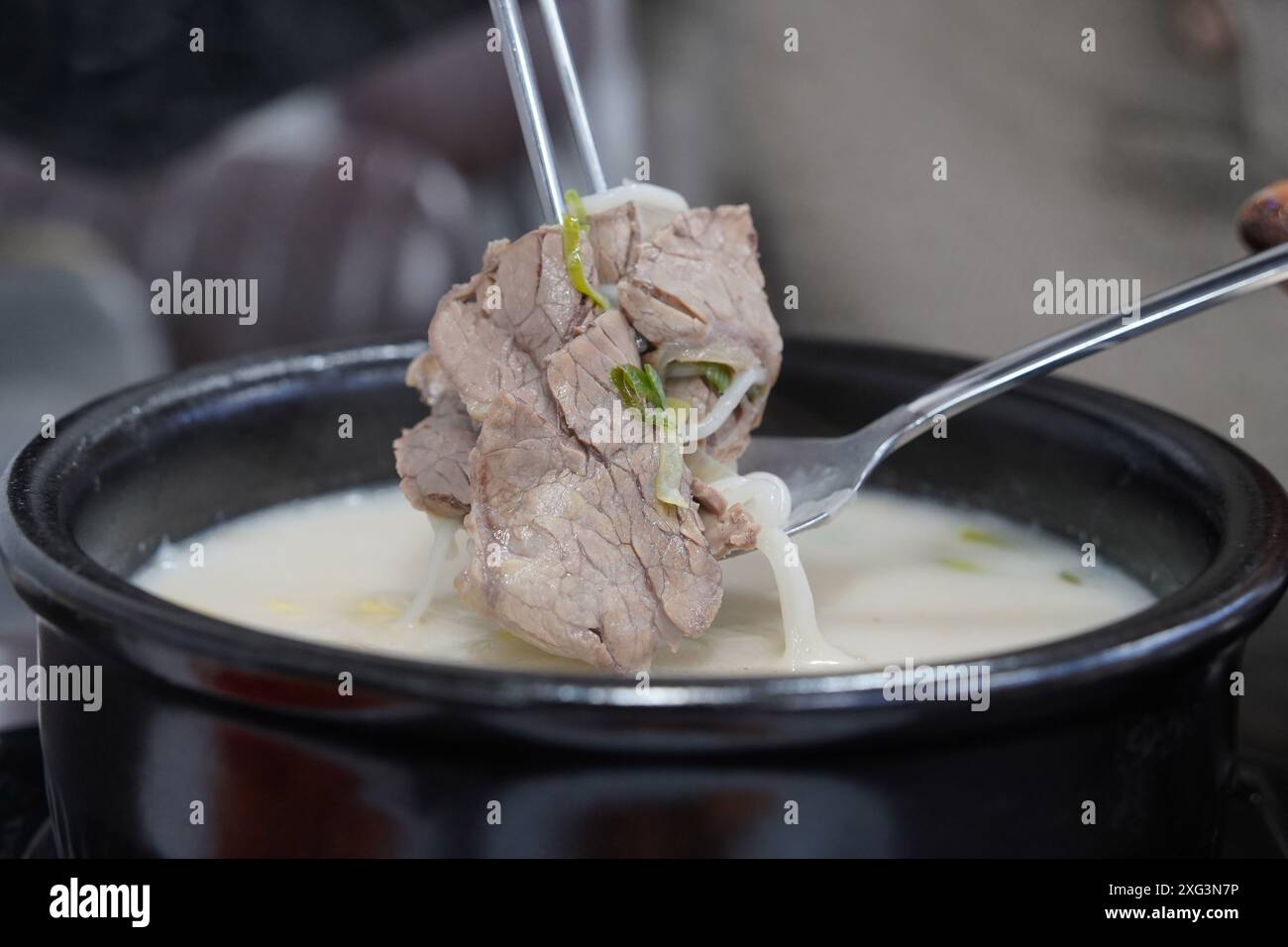 A Korean soup made by boiling beef and bones for a long time Stock ...