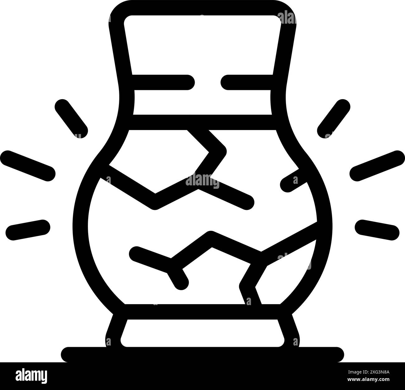 Line art icon of a broken vase, emphasizing the concept of fragility ...