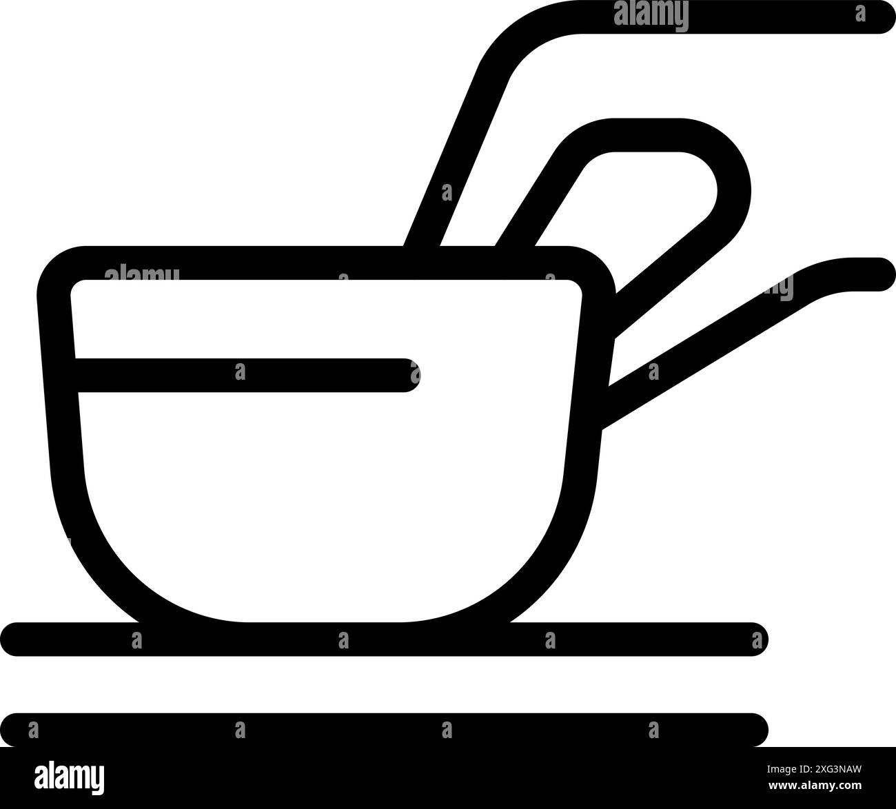 Simple black and white icon of a steaming bowl of soup being served on ...