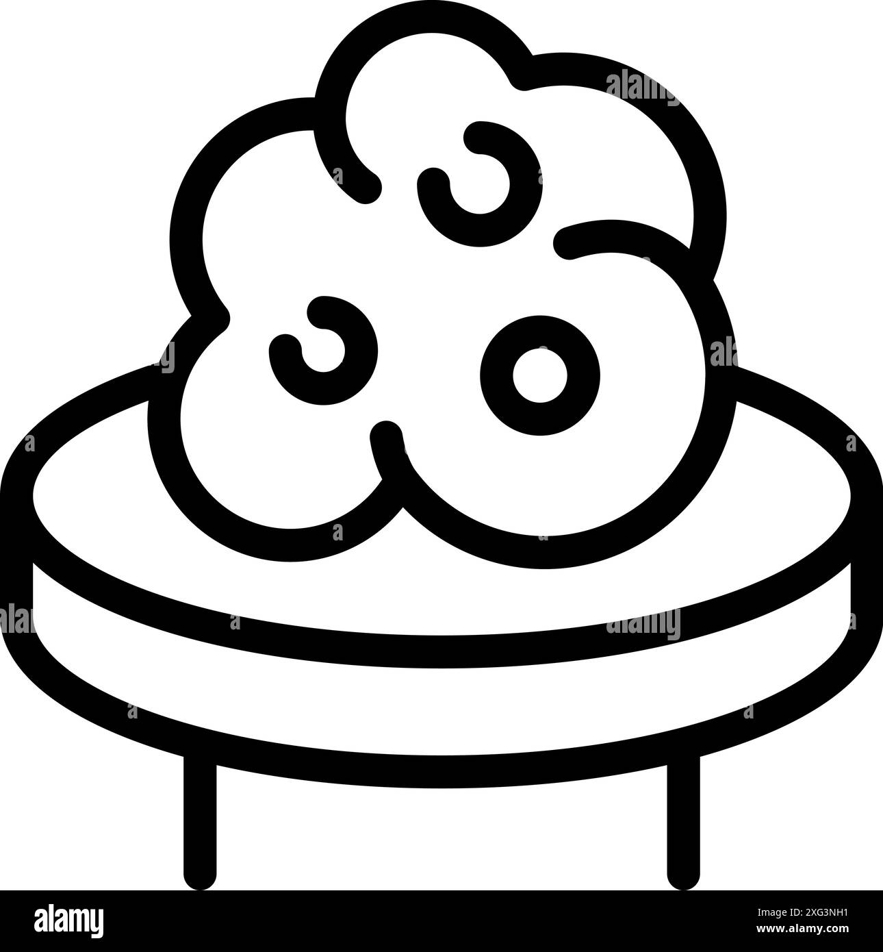 Line drawing of a round coffee table with irregular shape top being ...