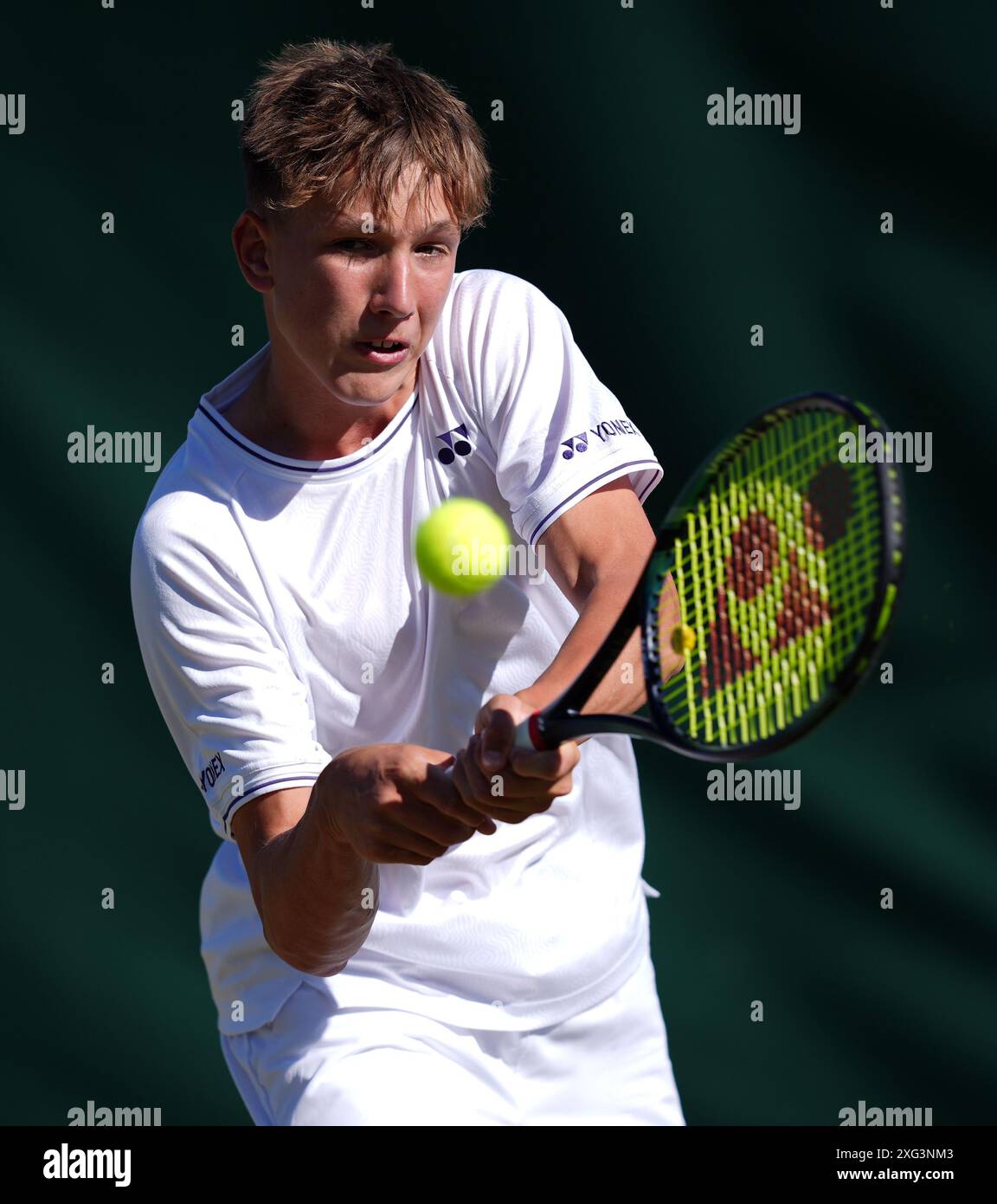 Charlie Swaine in action on day six of the 2024 Wimbledon Championships ...