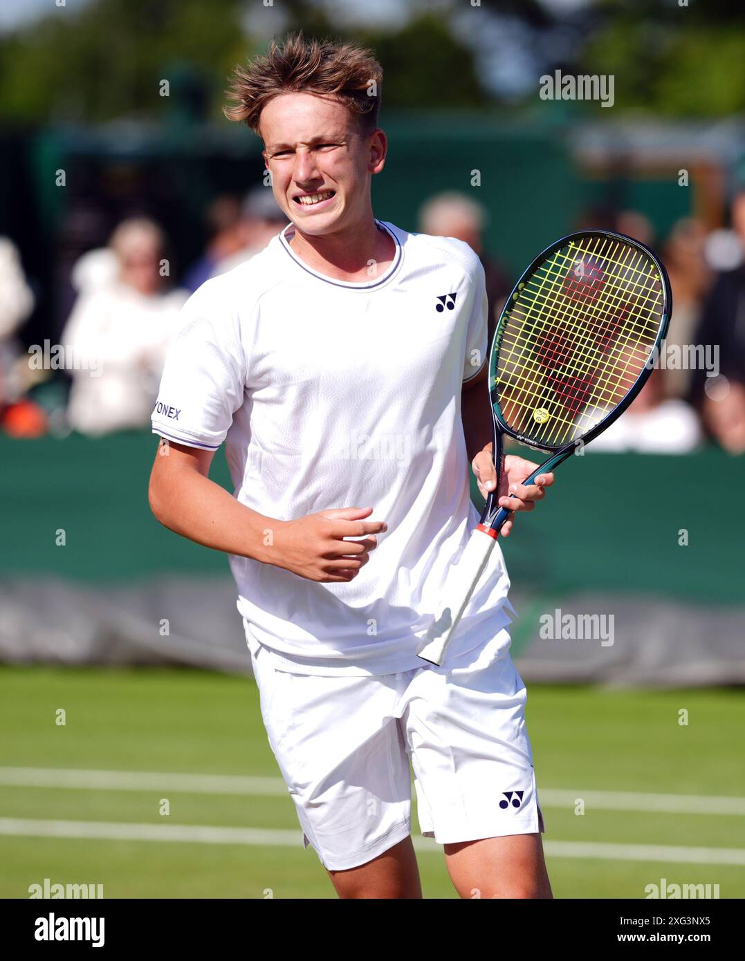 Charlie Swaine in action on day six of the 2024 Wimbledon Championships ...