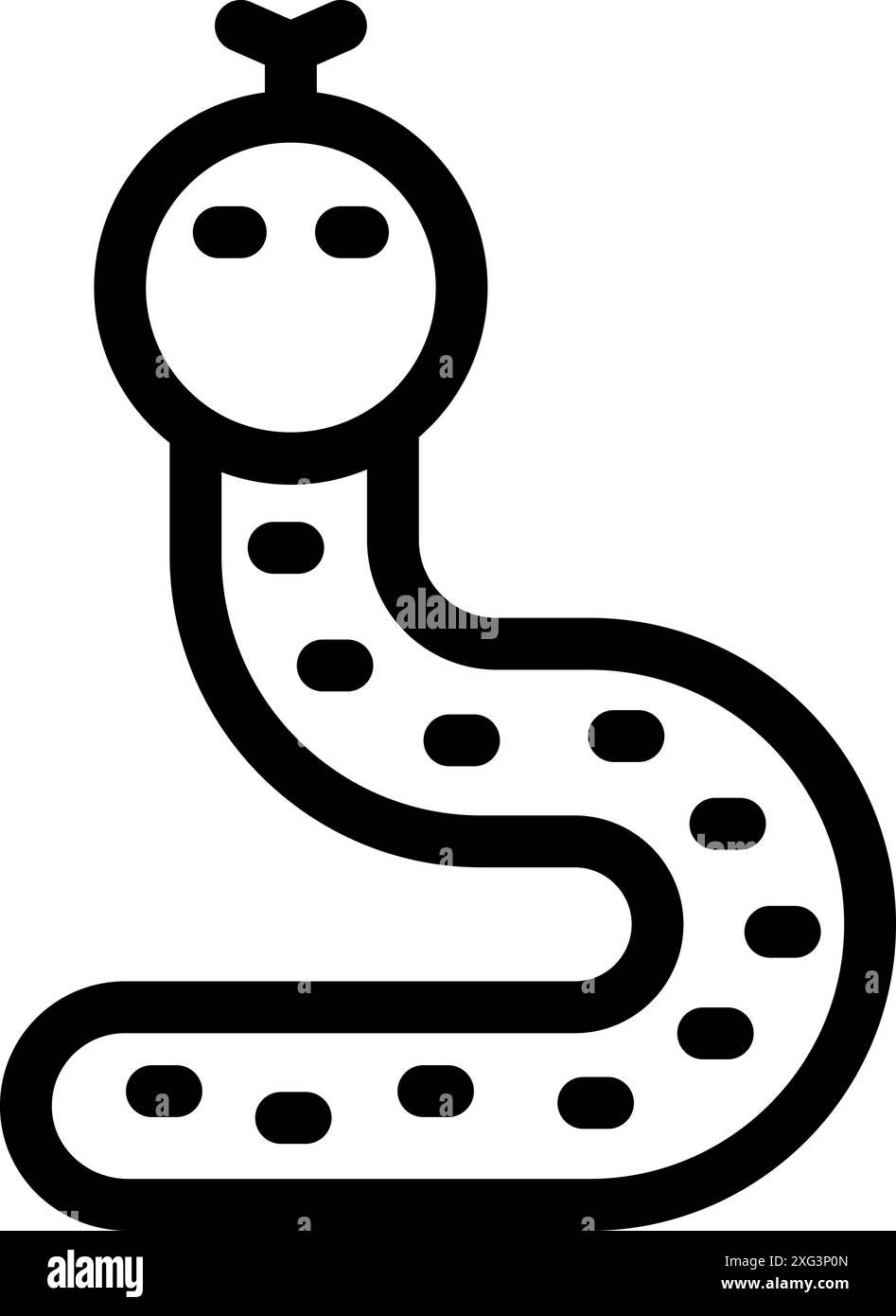 Black mamba snake crawling with its tongue out in a simple line icon ...