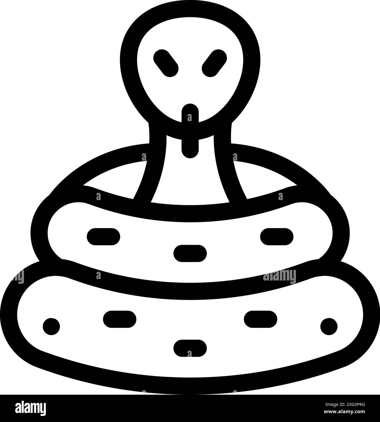 Simple line drawing of a dangerous black mamba snake curled up and ...