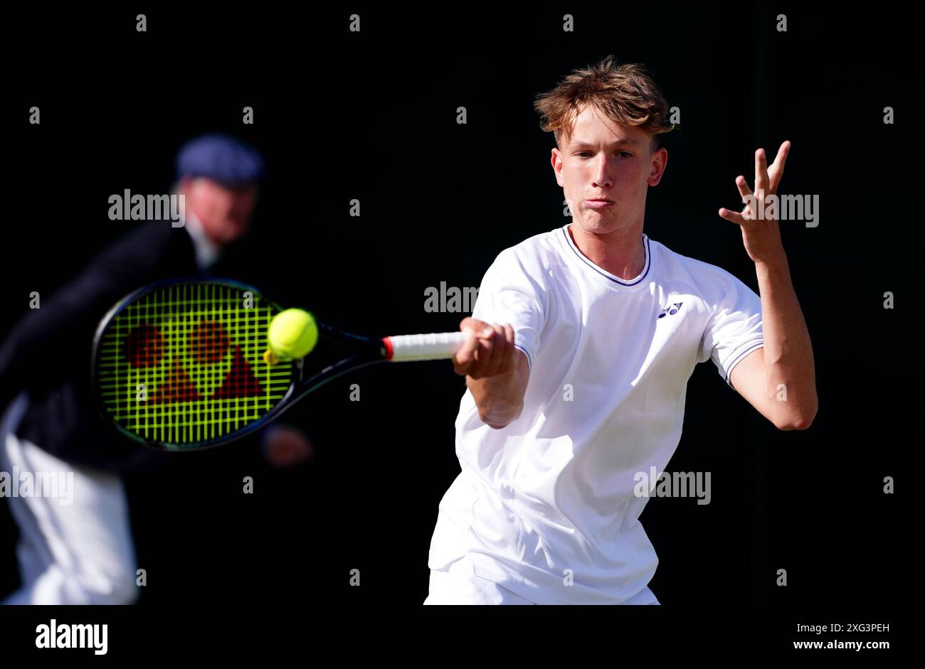 Charlie Swaine in action on day six of the 2024 Wimbledon Championships ...