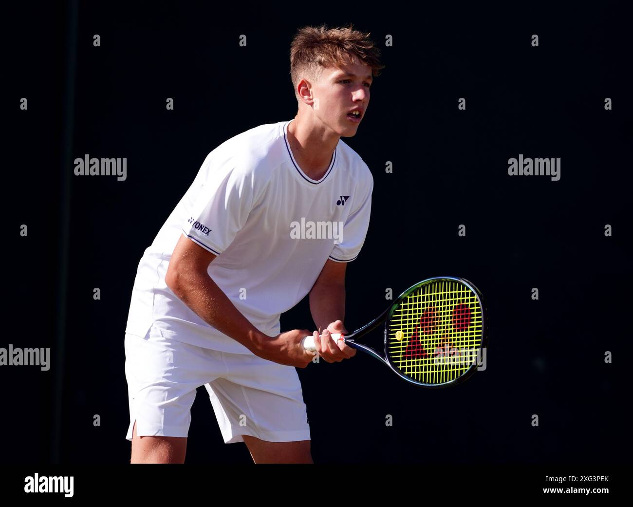 Charlie Swaine in action on day six of the 2024 Wimbledon Championships ...