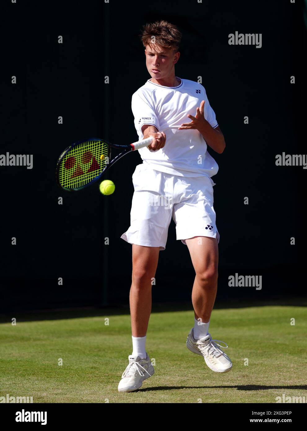 Charlie Swaine in action on day six of the 2024 Wimbledon Championships ...