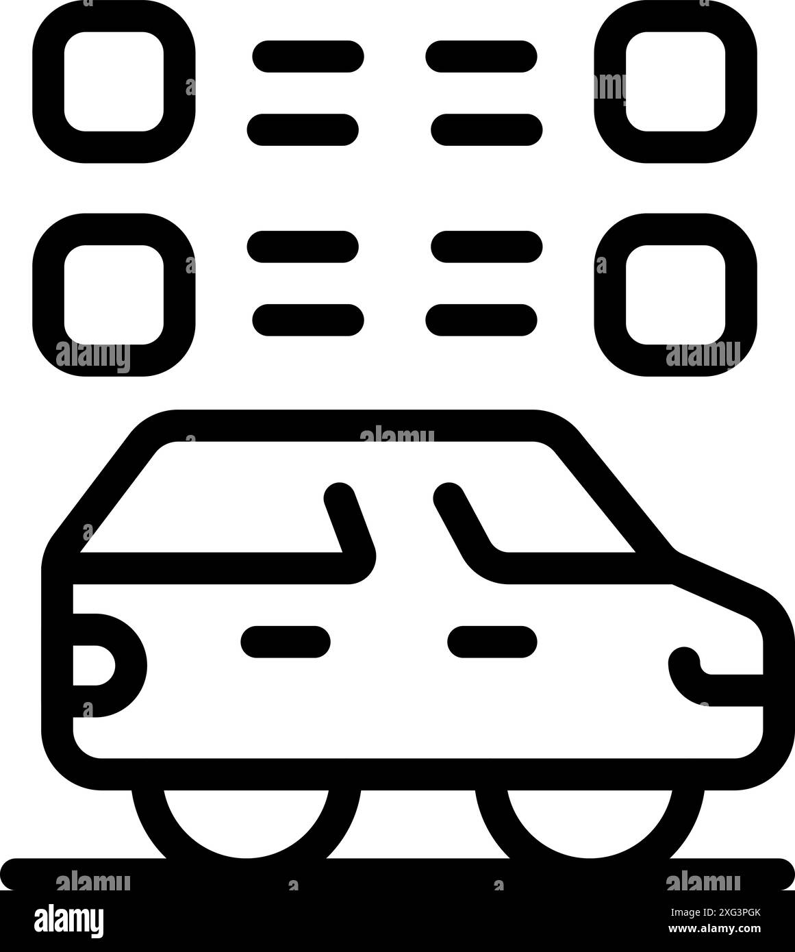 Line art illustration of a self driving car following the lines on the ...