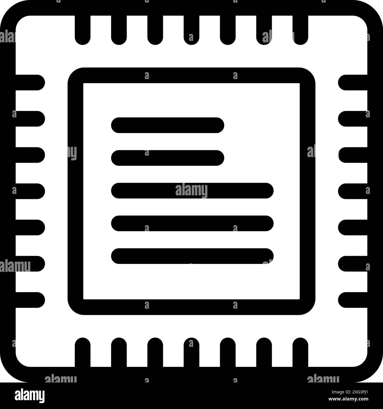 Black outline icon of a microchip symbolizing processing power Stock ...