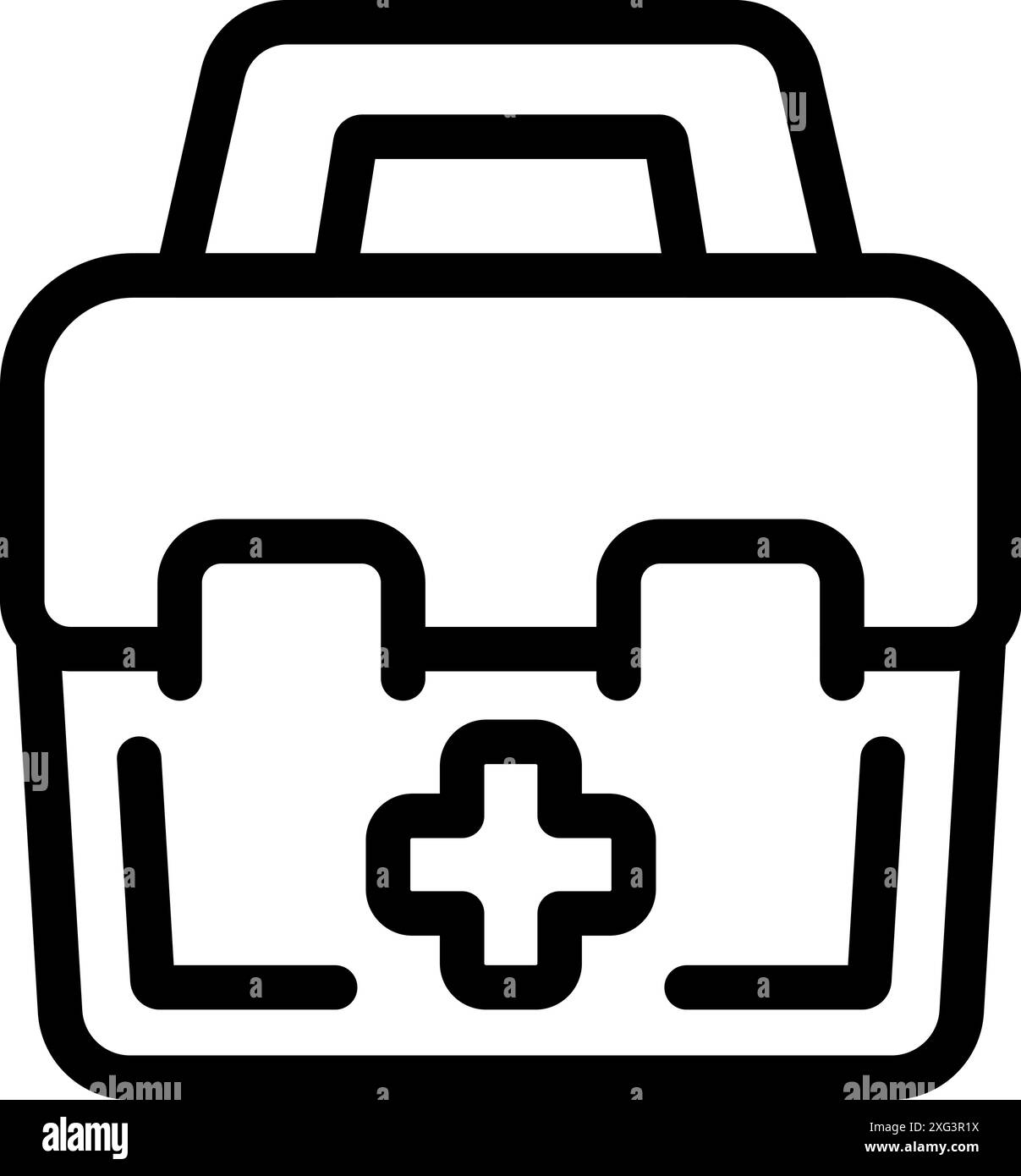 Black and white line art icon of a first aid kit, essential for ...