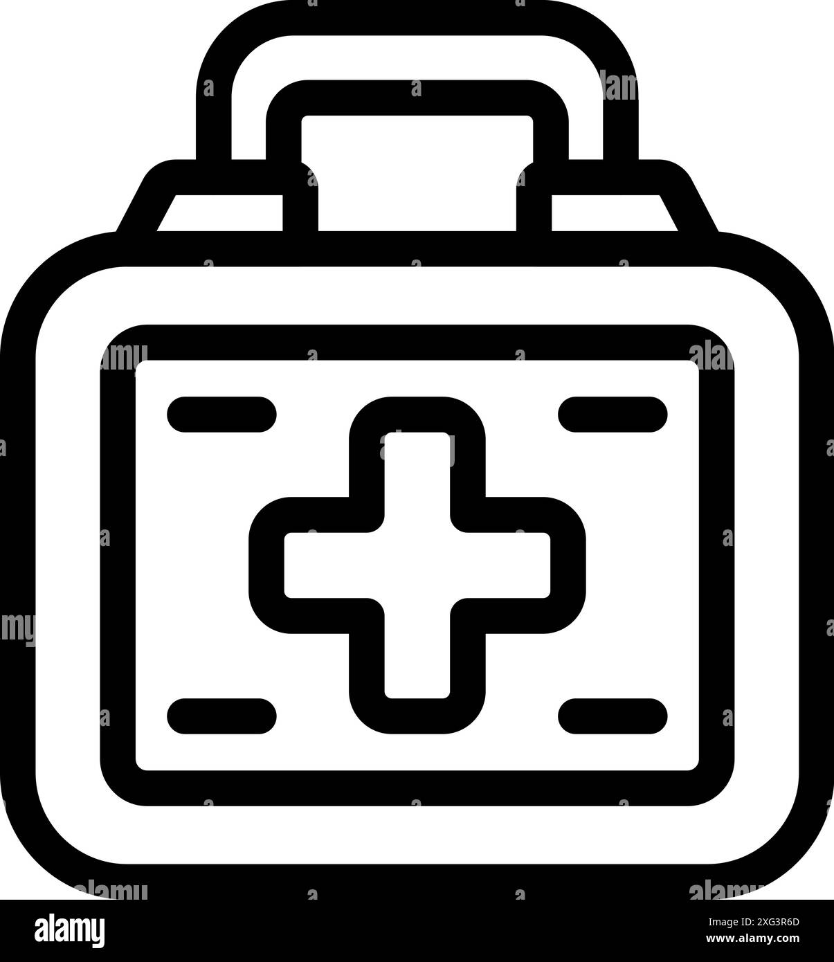 Black and white icon of a first aid kit, emphasizing the concept of ...