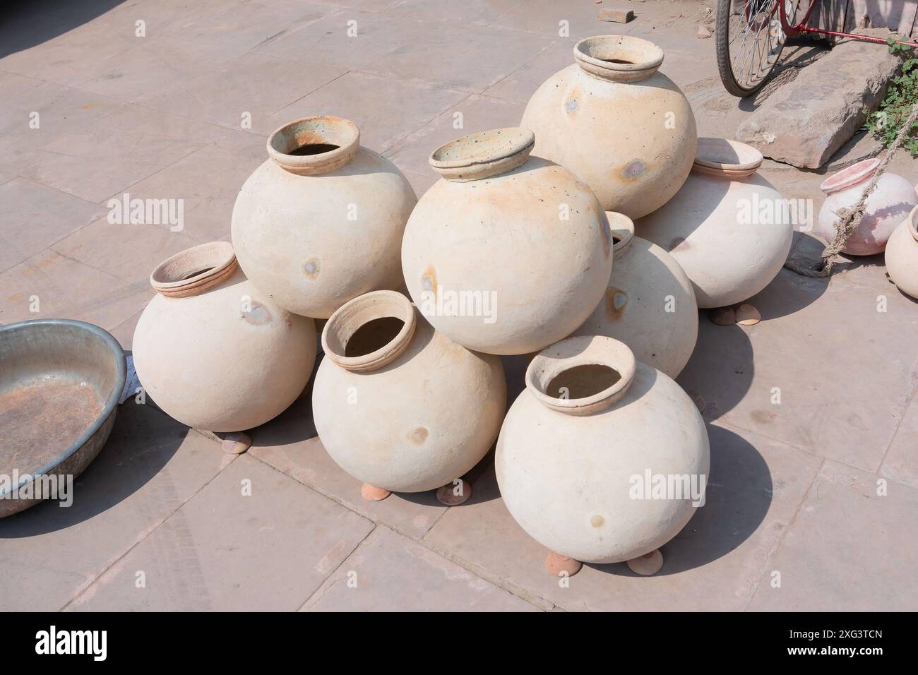 Handmade earthenware, clay potteries at Jodhpur city, Rajasthan, India ...