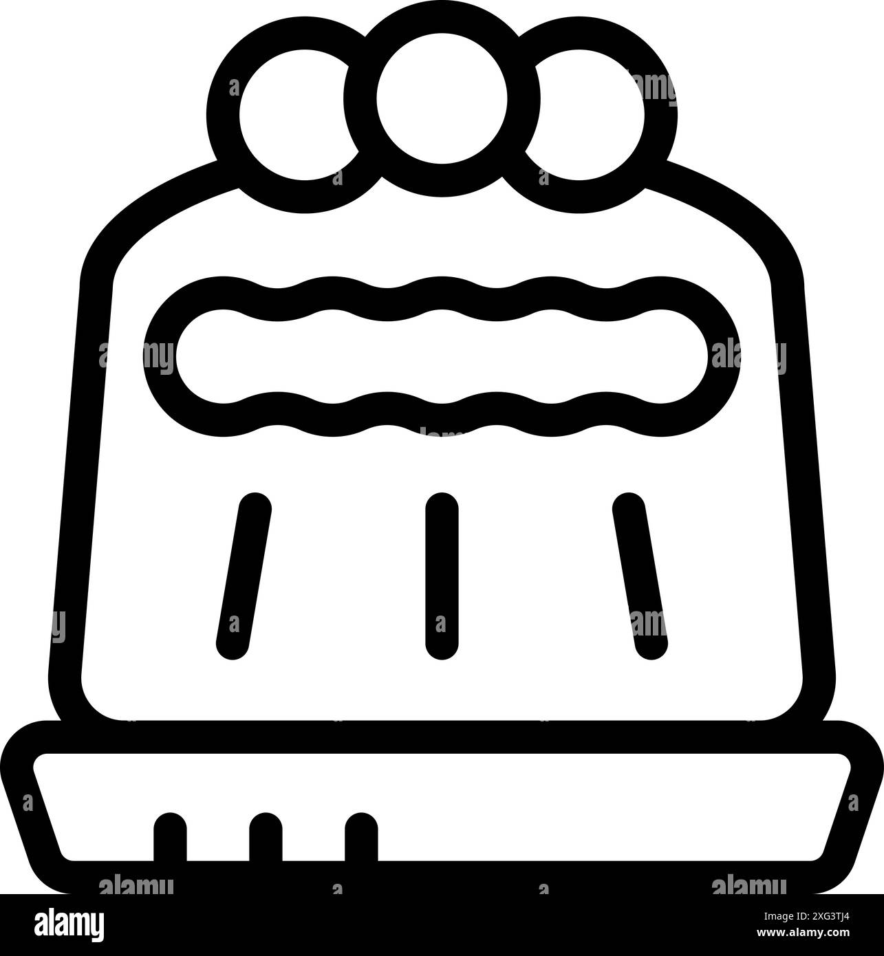 Pudding with three chocolate balls on top, sitting on a plate ...