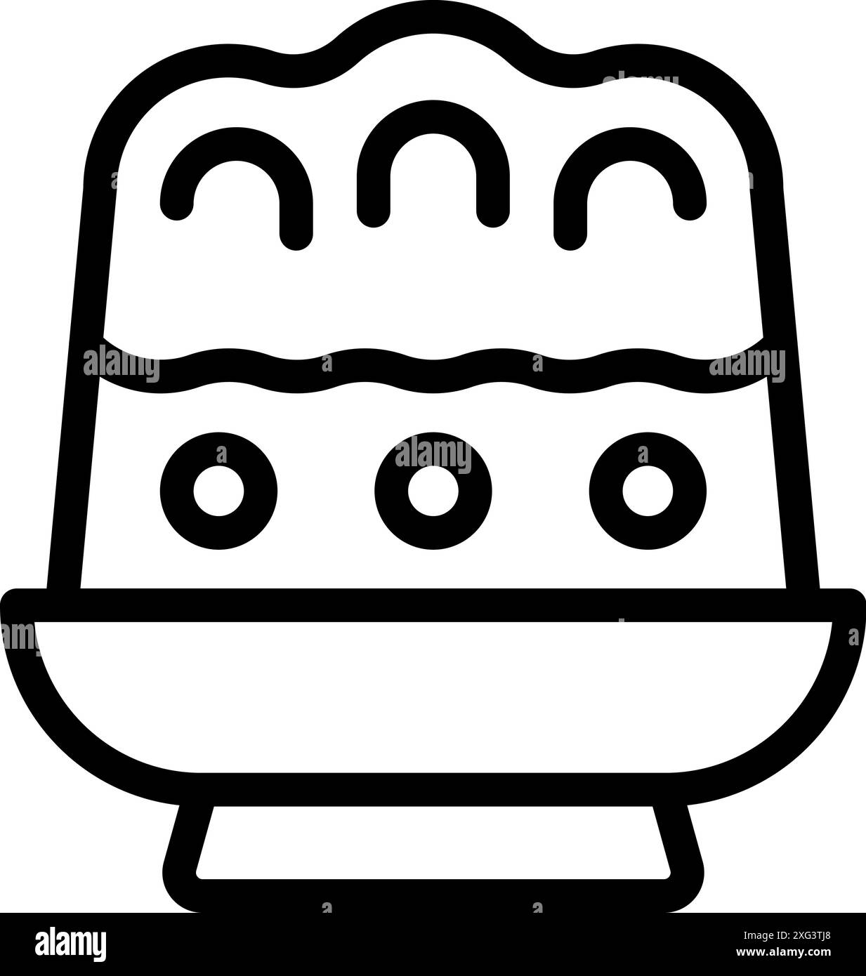 Line art icon of a pudding dessert with toppings, ready to be enjoyed ...
