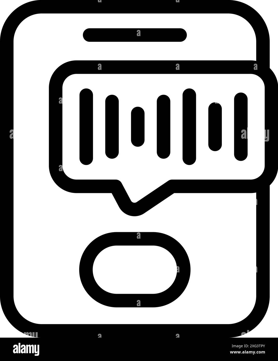 Simple black and white icon of a smartphone showing a barcode inside a ...