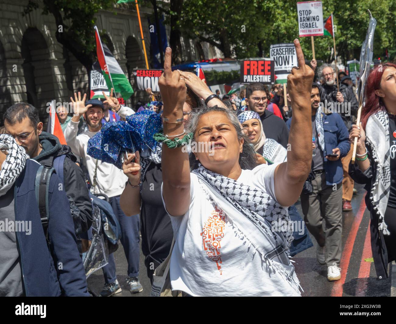London, UK. 6 July 2024. At Waterloo Bridge. Many thousands marched ...